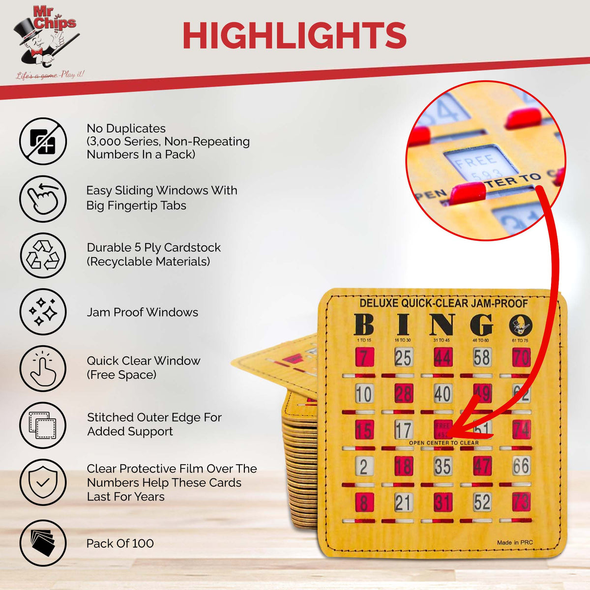 Deluxe Quick Clear Jam Proof Bingo Shutter Card – Mr. Chips Store
