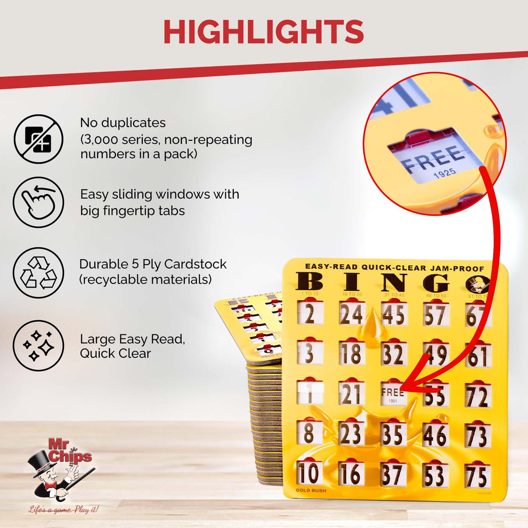 Calling Cards Buy MR CHIPS Jam-Proof Bingo Cards With Sliding Windows ...